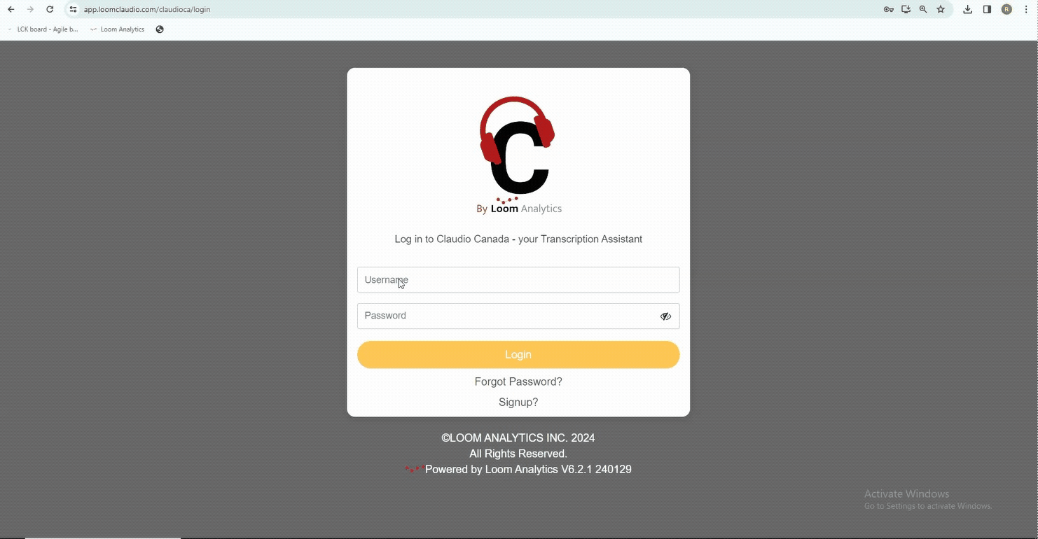 How do I log in to my Claudio account?